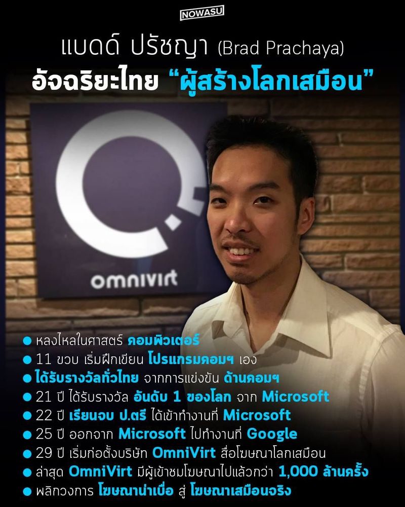 [NOWASU] +++ อัจฉริยะไทย แบดด์ ปรัชญา ผู้พลิกวงการโฆษณาน่าเบื่อ สู่โฆษณาโลกเสมือนจริง +++ เรียก ...