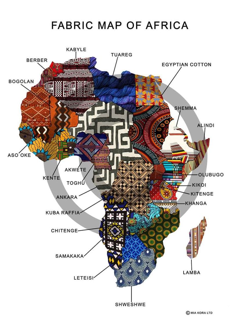 [Everythinghobby] Fabric map of Africa การออกแบบแผนที่ด้วยอัตลักษณ์ลาย ...