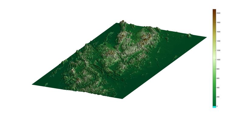 [Geoscience] การพลอต Shuttle Radar Topography Mission (SRTM) map by ...