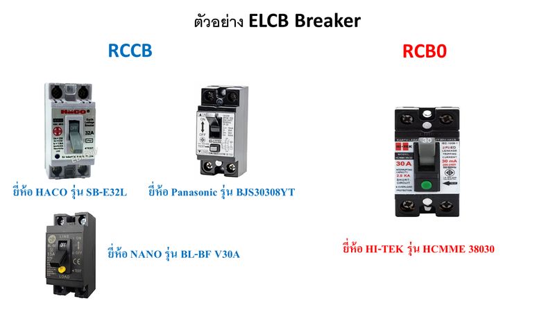 [เรียนรู้ระบบไฟฟ้า] ตัวอย่าง ELCB Breaker ที่ขายตามท้องตลาดครับ ELCB ...