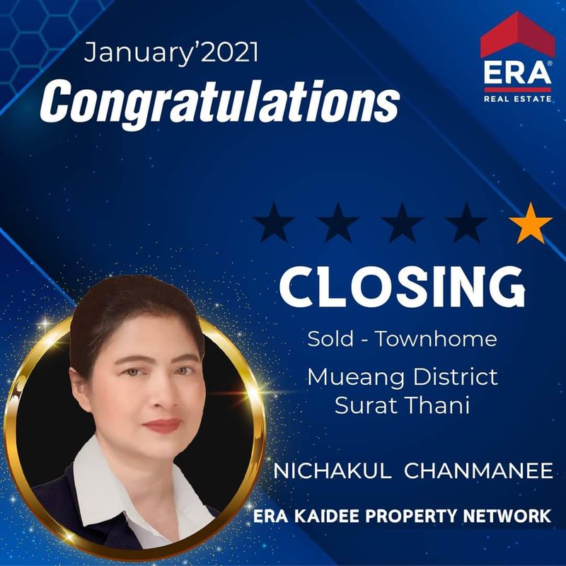 [ERA Kaidee บริษัทขายอสังหาริมทรัพย์ภาคใต้] congratulations ERA Thailand 🇹🇭🇹🇭 ขอแสดงวามยินดีกับ ...