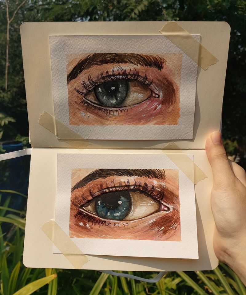 [_Comma_] Eyes เพิ่มเรื่องราวลงสมุดสเก็ตค่ะ สองภาพนี้เราลองฝึกลงสีน้ำดู ...