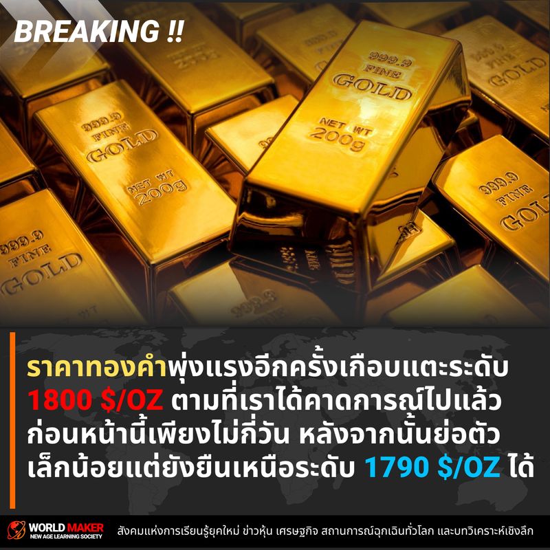 [World Maker] BREAKING !! : ราคาทองคำพุ่งแรงอีกครั้งเกือบแตะระดับ 1800 $/Oz ตามที่เราได้คาดการณ์ ...