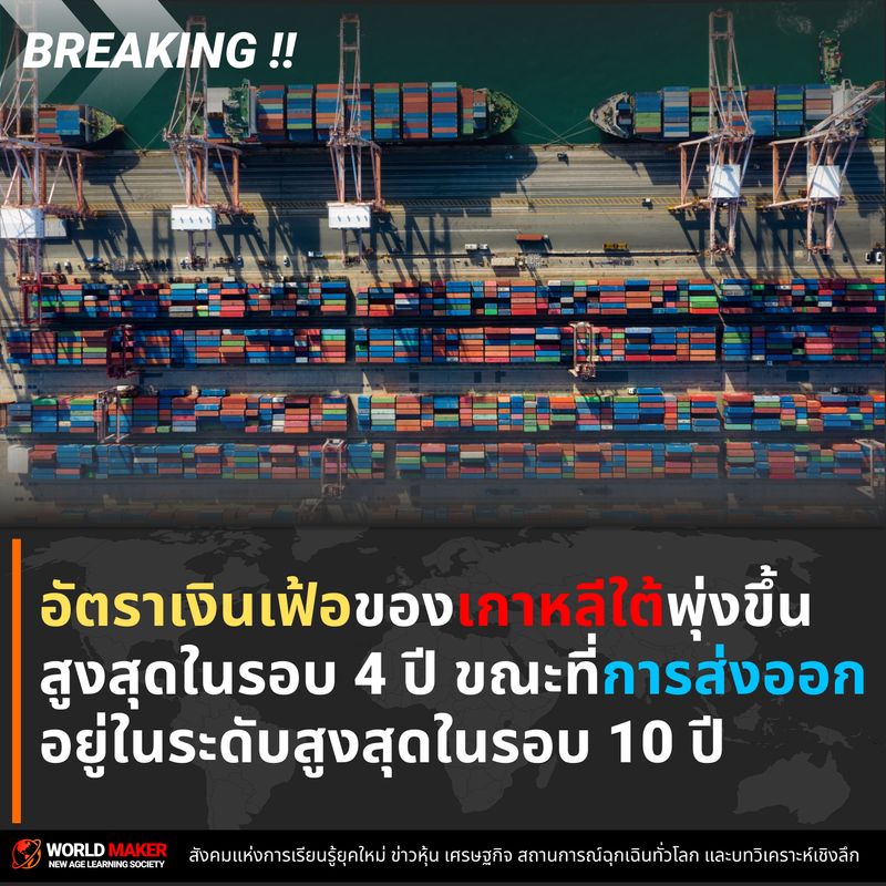 [World Maker] BREAKING !! : ด่วน ! อัตราเงินเฟ้อของเกาหลีใต้พุ่งขึ้นสูงสุดในรอบ 4 ปี ขณะที่การ ...