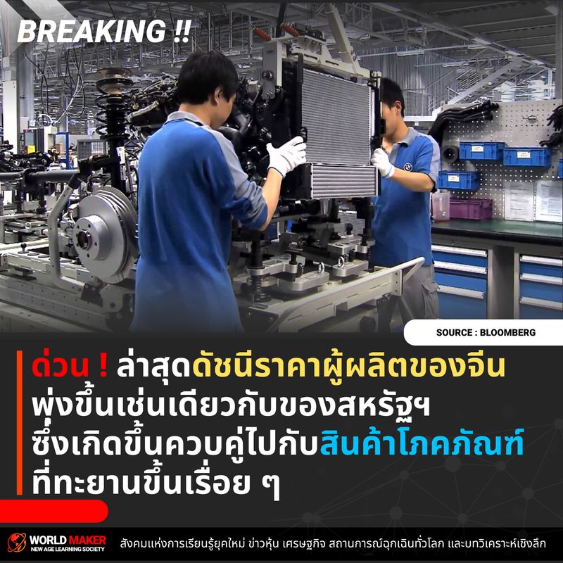 [World Maker] BREAKING !! : ด่วน ! ล่าสุดดัชนีราคาผู้ผลิตของจีนพุ่งขึ้นเช่นเดียวกับของสหรัฐฯ ...