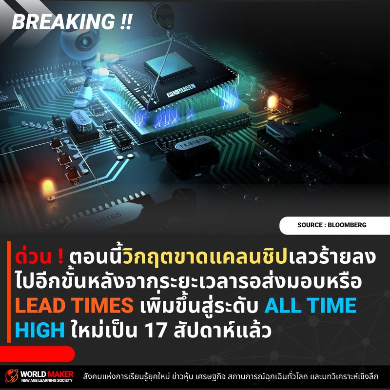 [World Maker] BREAKING !! : ด่วน ! ตอนนี้วิกฤตขาดแคลนชิปเลวร้ายลงไปอีกขั้นหลังจากระยะเวลารอส่ง ...
