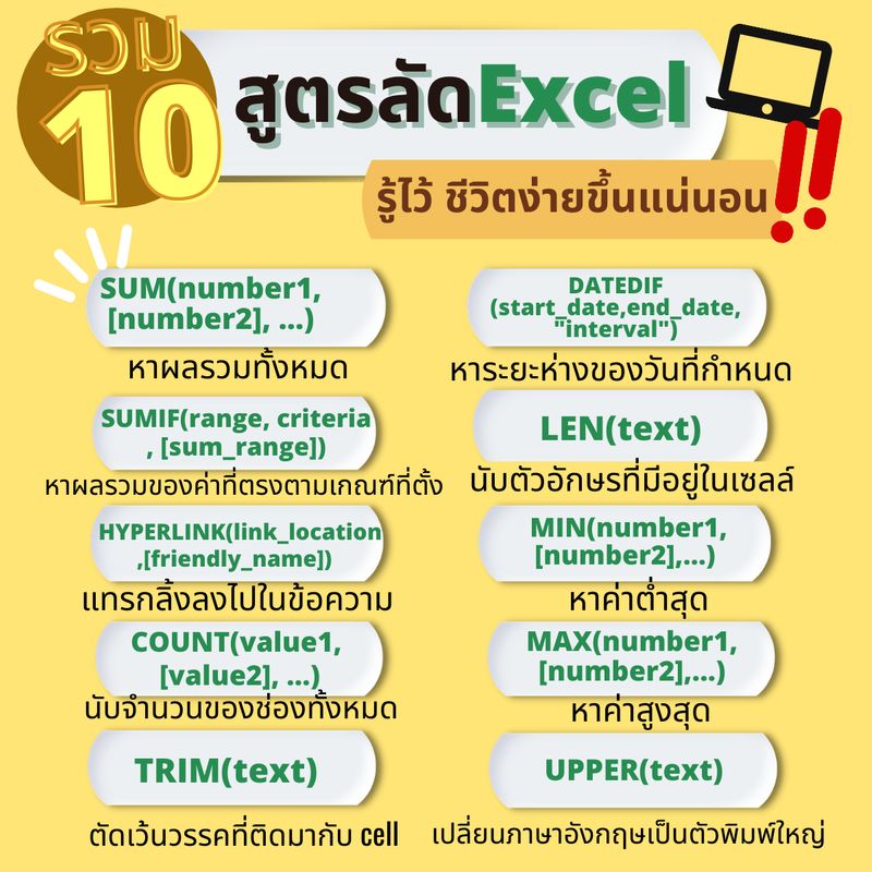 [Datacookie] #รวม10สูตรExcelมีไว้ชีวิตง่ายขึ้นแน่นอน!! สวัสดีค่าทุกคน🌈 ทุกวันนี้ Excelคงเป็น ...