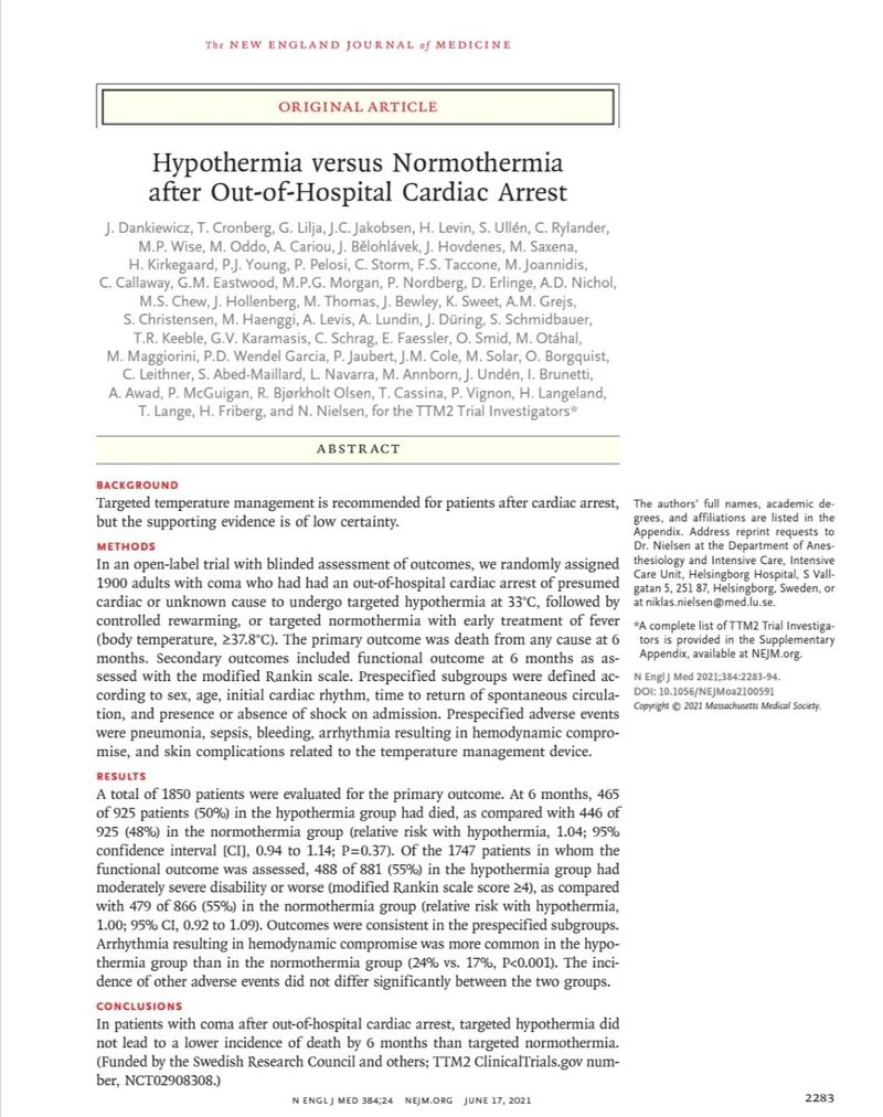 [หนอนน้อยอ่านเปเปอร์] Therapeutic Hypothermia - “Hypothermia versus ...
