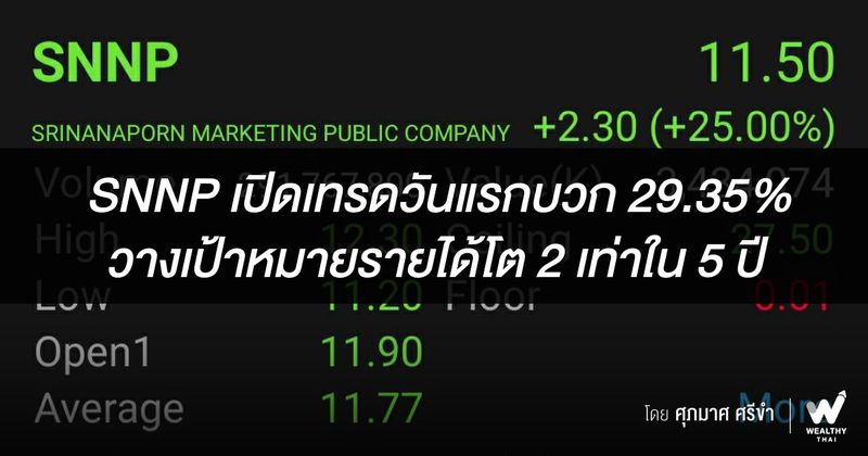 [Wealthy Thai] SNNP เปิดทรดวันแรกบวก 29.35% วางเป้าหมายรายได้โต 2 เท่าใน 5 ปี สิ้นสุดการรอคอย ...