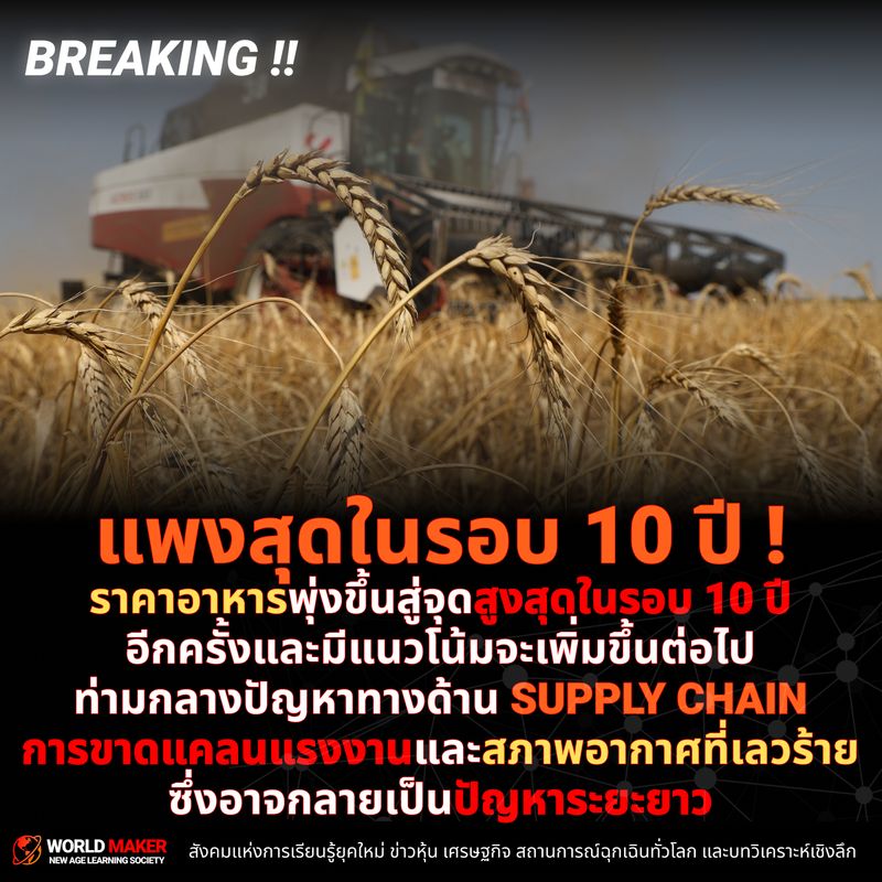 [World Maker] BREAKING !! : แพงสุดในรอบ 10 ปี ! ล่าสุดราคาอาหารพุ่งขึ้นสู่จุดสูงสุดในรอบ 10 ปี ...