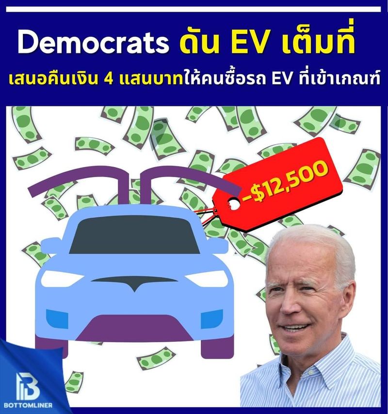 [สรุปหุ้น กองทุน ต่างประเทศ - BottomLiners] พรรค Democrats ดัน EV เต็มที่ เสนอคืนเงินให้ 4 แสน ...