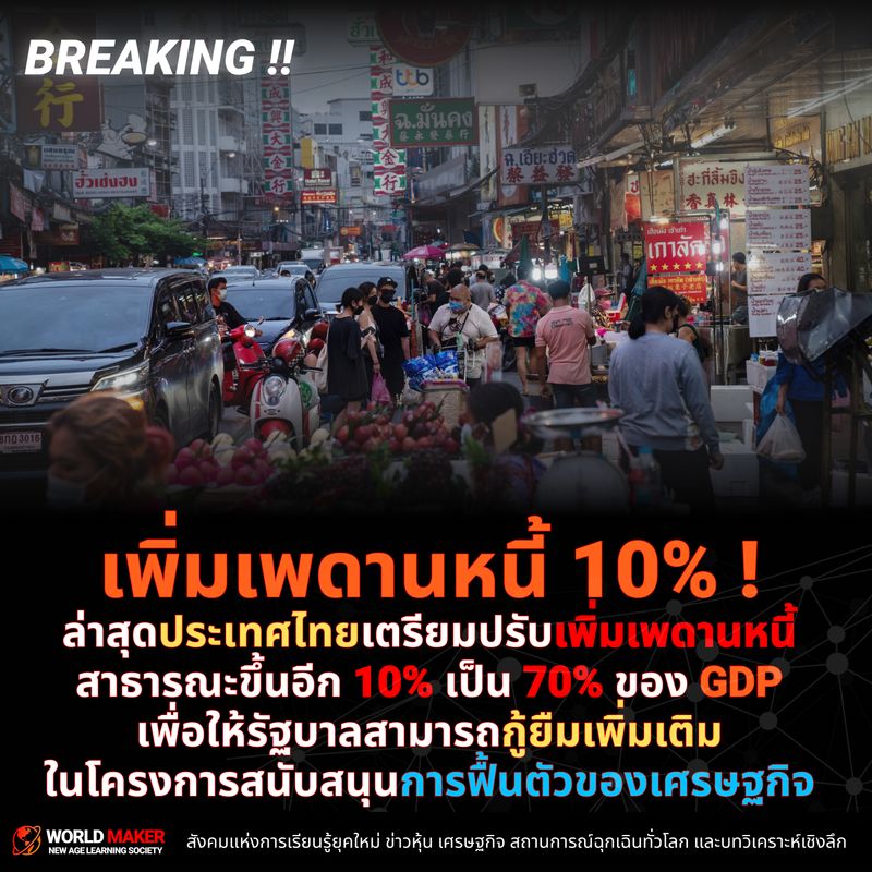 [World Maker] BREAKING !! : เพิ่มเพดานหนี้ 10% ! ล่าสุดประเทศไทยเตรียมปรับเพิ่มเพดานหนี้สาธารณะ ...