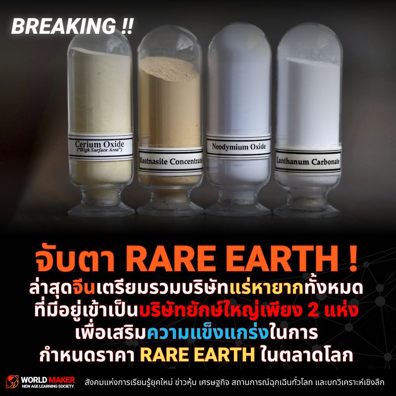 [World Maker] BREAKING !! : จับตา Rare Earth ! ล่าสุดจีนเตรียมรวมบริษัทแร่หายากทั้งหมดที่มีอยู่ ...
