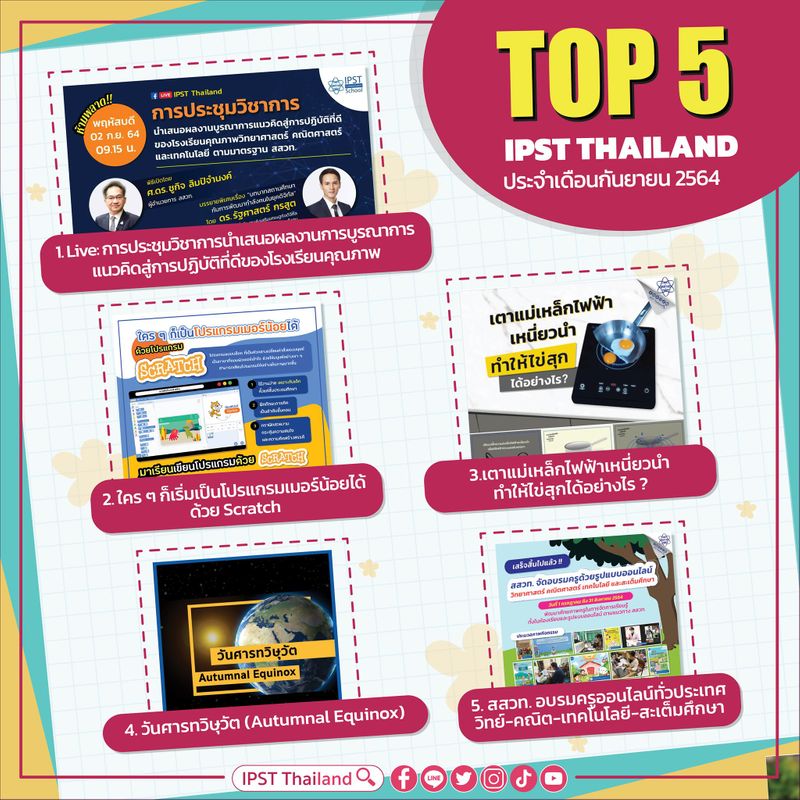 [IPST Thailand] Top 5 🏆 IPST Thailand ประจำเดือนกันยายน 2564 1. ถ่ายทอดสดพิธีเปิดและการบรรยาย ...