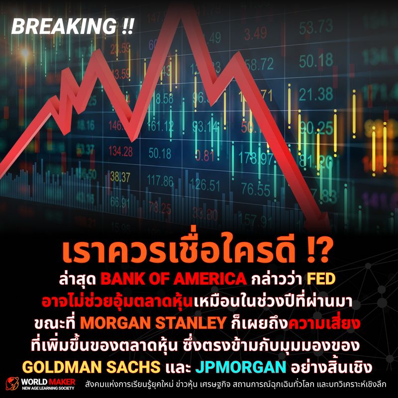 [World Maker] BREAKING !! : เราควรเชื่อใครดี !? ล่าสุด Bank of America กล่าวว่า FED อาจไม่ช่วย ...