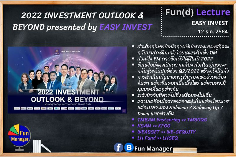 [Fun Manager] #สรุปSCBSLIVE 10 ธ.ค. #FundLecture . 2022 INVESTMENT OUTLOOK & BEYOND presented by ...