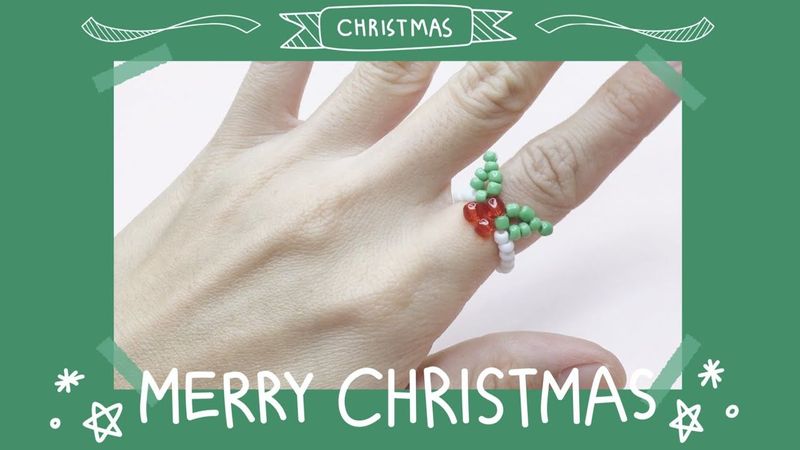 [Beeinspired] How to Make Mistletoe Beaded Ring (2 Leaves) for ...