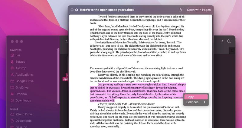 [อันนี้ดี] เลือกข้อความใน Quick Look Previews เรียกใช้ด้วยการกดแป้นเว้น ...