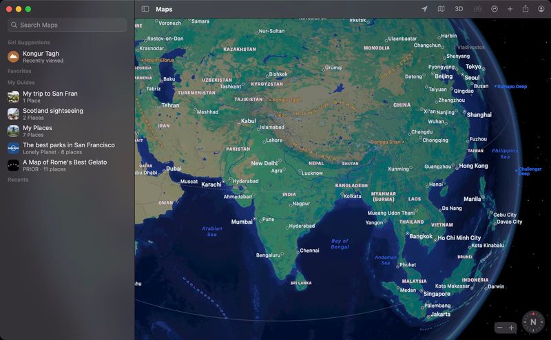 [อันนี้ดี] Maps Interactive Globe ใน Monterey Apple ได้ปรับปรุงแอพ Maps ...