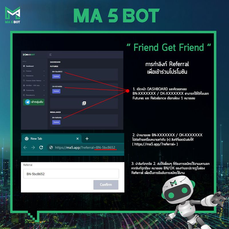 [MA5 Bot Official ] ชวนเพื่อนมาใช้ Ma5 Bot กันเถอะมีโอกาสได้รับบอทเทรดคริปโตฟรี ยิ่งชวนมาก ยิ่ง ...