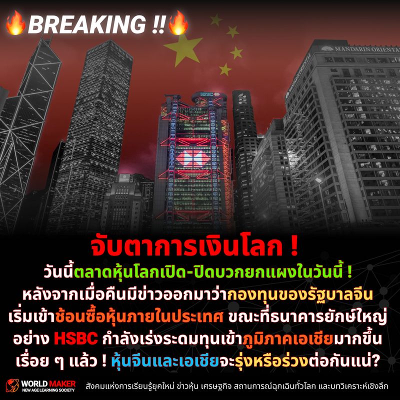 [World Maker] 🔥BREAKING !!🔥 : จับตาการเงินโลก ! วันนี้ตลาดหุ้นโลกเปิด-ปิดบวกยกแผงในวันนี้ ...
