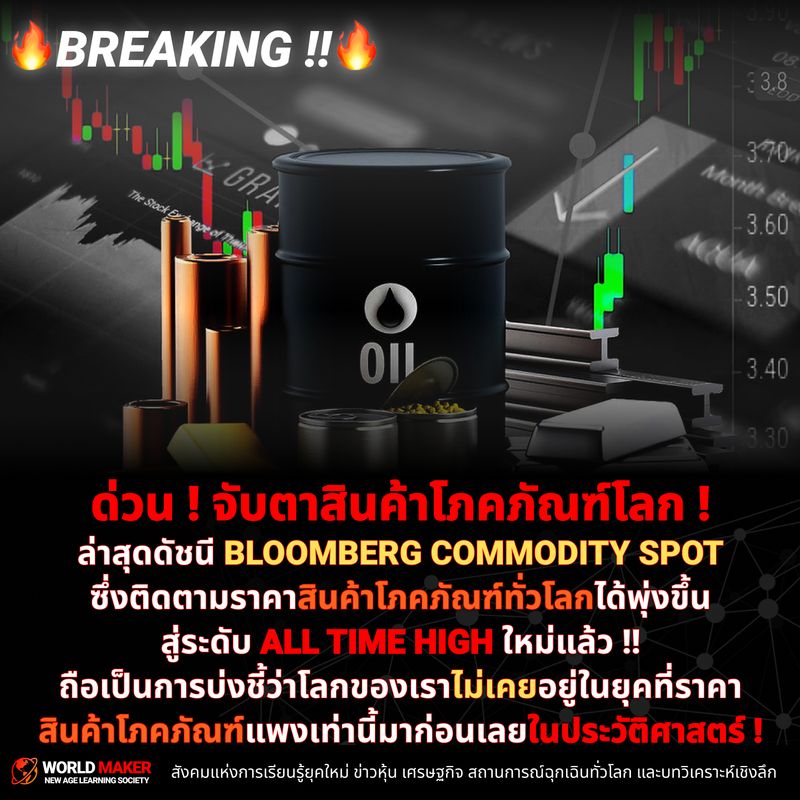 [World Maker] 🔥BREAKING !!🔥 : ด่วน ! จับตาสินค้าโภคภัณฑ์โลก ! ล่าสุดดัชนี Bloomberg Commodity ...