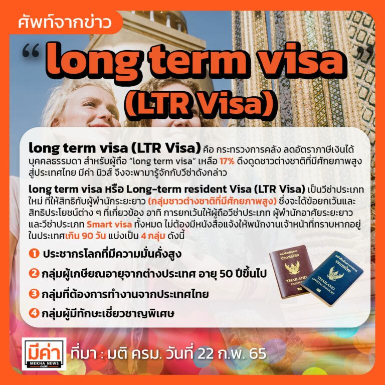 [MEKHA NEWS ข่าวมีค่า] long term visa LTR Visa คือ กระทรวงการคลัง ลด ...