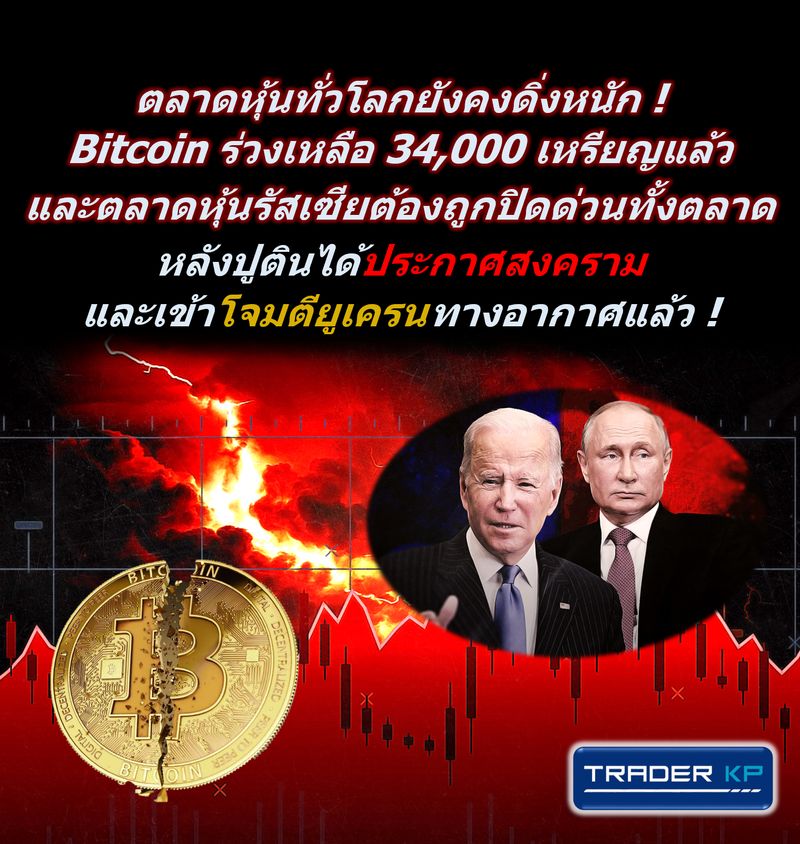 [ทันโลกกับ Trader KP] ⚠️[BREAKING]⚠️ ตลาดหุ้นทั่วโลกยังคงดิ่งหนัก ! Bitcoin ร่วงเหลือ 34,000 ...