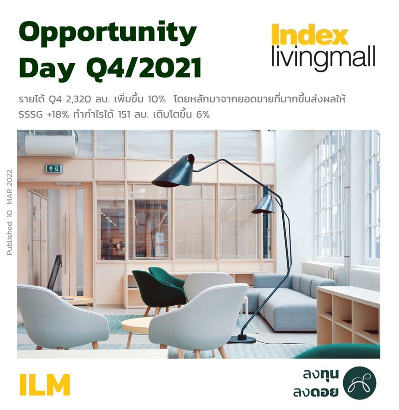 [ลงทุน ลงดอย] ⭐ สรุป Oppday ILM Q4/2021 ⭐ : รายได้ Q4 2,320 ลบ. เพิ่มขึ้น 10% โดยหลักมาจากยอดขาย ...