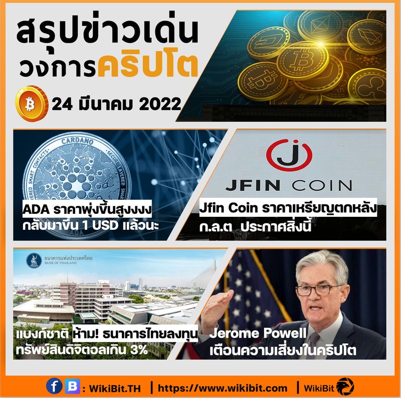 [WikiBit.TH] 🧩 ข่าวด่วน วงการ #คริปโต วันที่ 24 มีนาคม 2022 🔺1.ราคาเหรียญ ADA พุ่งกลับมายืนเหนือ ...