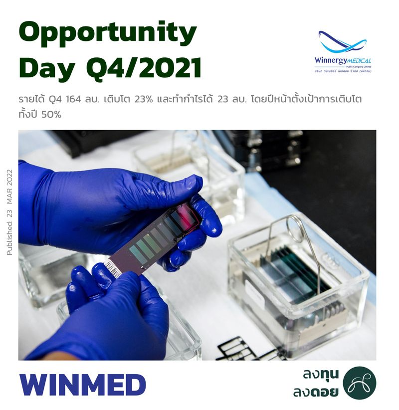 [ลงทุน ลงดอย] ⭐ Oppday WINMED Q4/2021 ⭐ : รายได้ Q4 164 ลบ. เติบโต 23% และทำกำไรได้ 23 ลบ. โดยปี ...