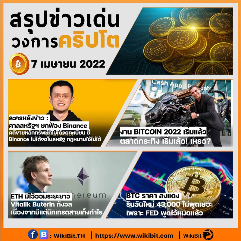 [WikiBit.TH] ข่าวเด่น วันที่ 7 เมษายน 2565 #วงการคริปโต 1️⃣ ศาลสหรัฐฯ ยกฟ้อง Binance คดีขาย ...