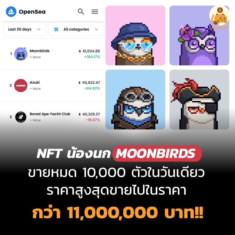 [เหมียวคริปโต - Meow Crypto] #NFT เจ้านก #Moonbirds ทำไมถึงมูนนนนนนนนน ...