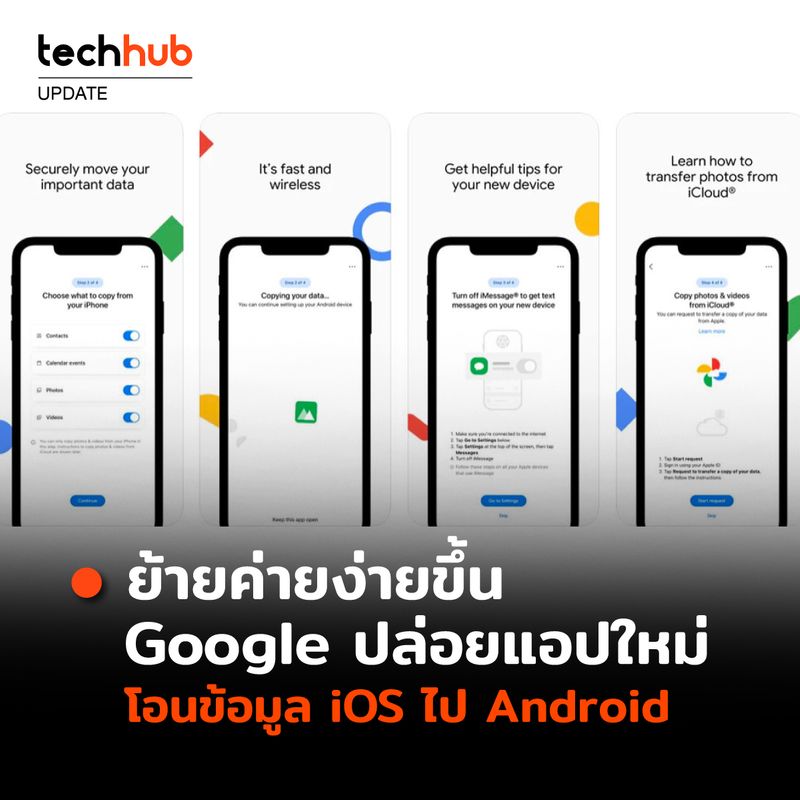 [Techhub] Google เอาบ้าง เดินหน้าปล่อยแอป "Switch to Android" ช่วยให้ผู้ใช้งาน iOS ย้ายหรือโอน ...