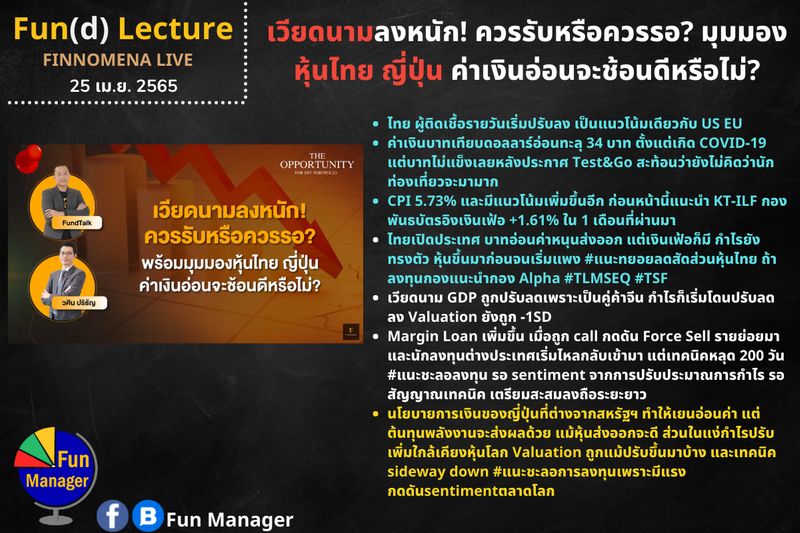 [Fun Manager] #สรุปFinnomenaLIVE 25 เม.ย.. #FundLecture . เวียดนามลงหนัก! ควรรับหรือควรรอ ...