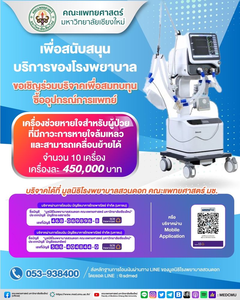 [MedCMU] เพื่อสนุบสนุนบริการของโรงพยาบาล ขอเชิญร่วมบริจาคเพื่อสมทบทุน ...