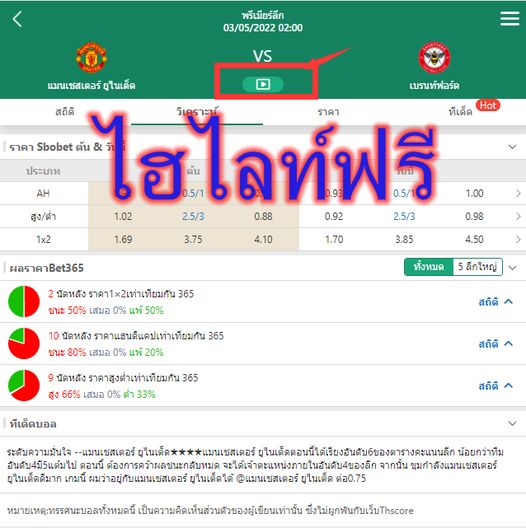 [ผลบอลสดthscore] 🔥 Thscore ได้รับชมไฮไลท์ฟุตบอลฟรีค่ะ ยินดีต้นรับแฟนบอลทุกท่านเข้ามาชมนะคะ ...
