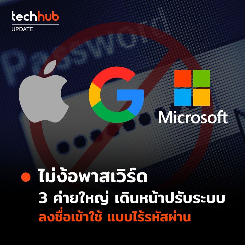 [Techhub] 3 ค่ายใหญ่ เดินหน้าปรับระบบ ลงชื่อเข้าใช้ แบบไร้รหัสผ่าน ปัญหาใหญ่ของผู้ใช้ ...