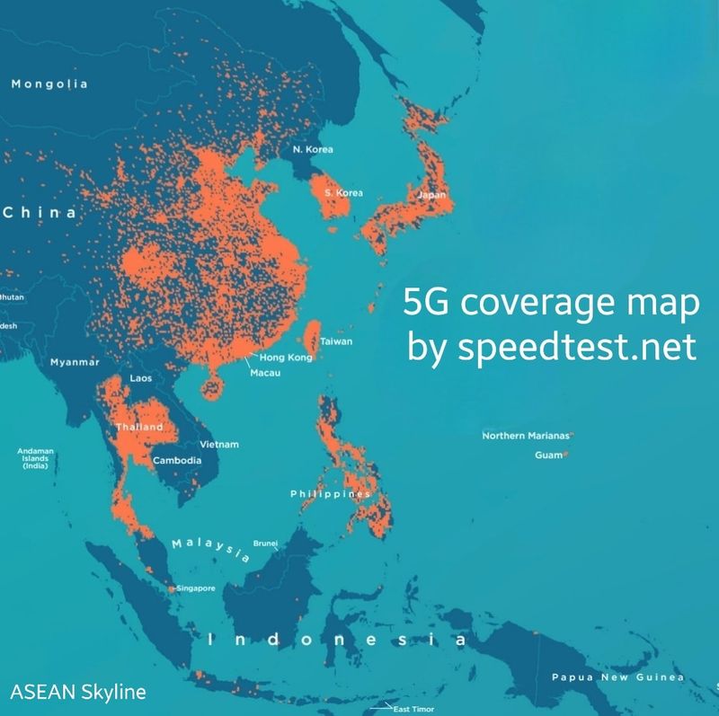 [เบื่อเมือง] 5G coverage map for Southeast Asia and East Asia by OOKLA ...