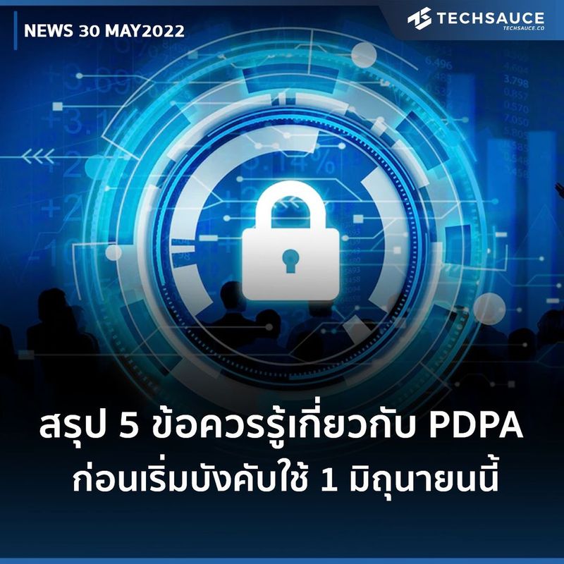 [Techsauce] สรุป 5 ข้อควรรู้เกี่ยวกับ PDPA ก่อนเริ่มบังคับใช้ 1 มิถุนายนนี้ PDPA หรือ พ.ร.บ. ...