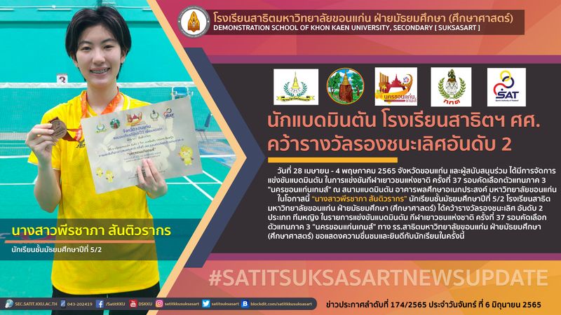 [SATIT KKU SUKSASART] นักแบดมินตัน โรงเรียนสาธิตมหาวิทยาลัยขอนแก่น ฝ่าย ...