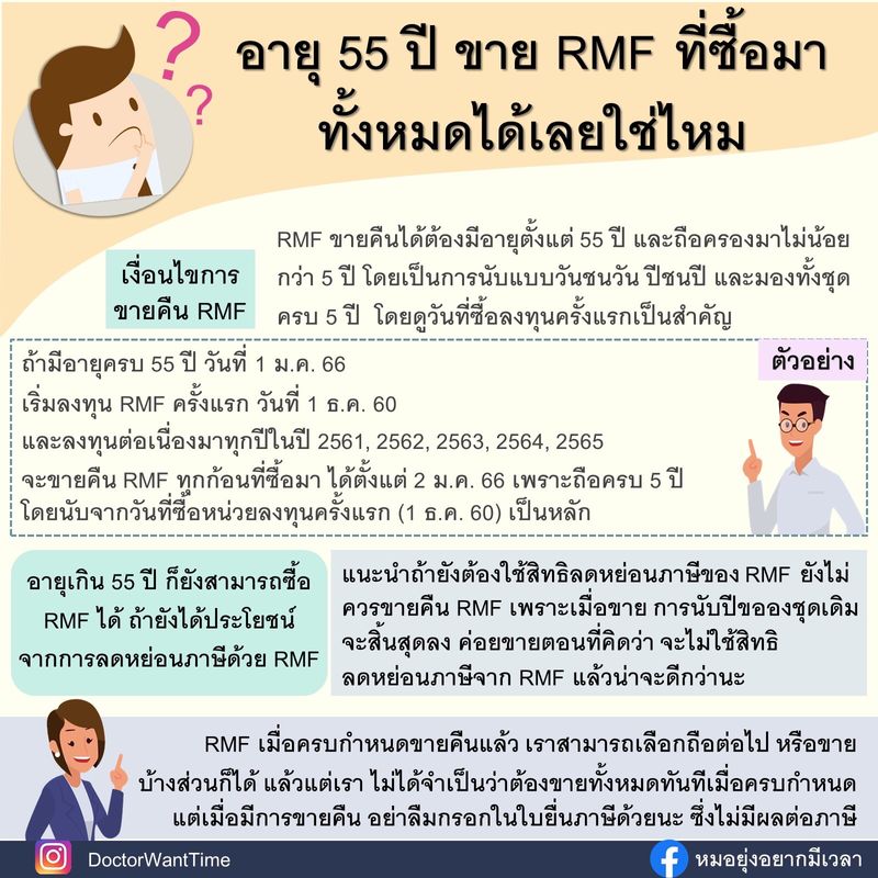 [DoctorWantTime] อายุ 55 ปี ขาย RMF ที่ซื้อมาทั้งหมดได้เลยใช่ไหม มาอ่านกัน.. มารู้จักเงื่อนไขของ ...