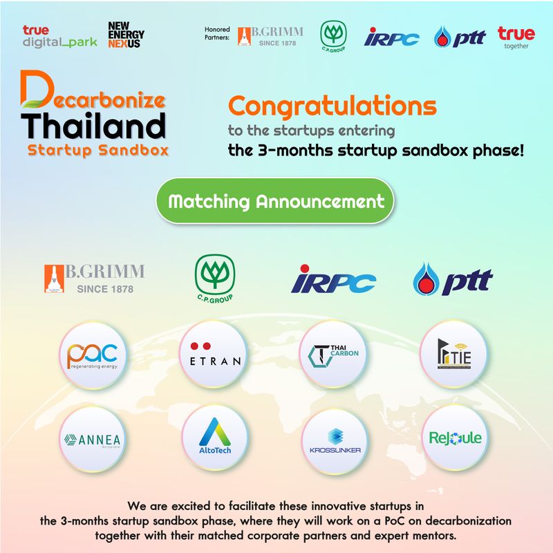 [True Digital Park] 🍀Decarbonize Thailand Startup Sandbox Matching Announcement ‍🌿We are happy ...