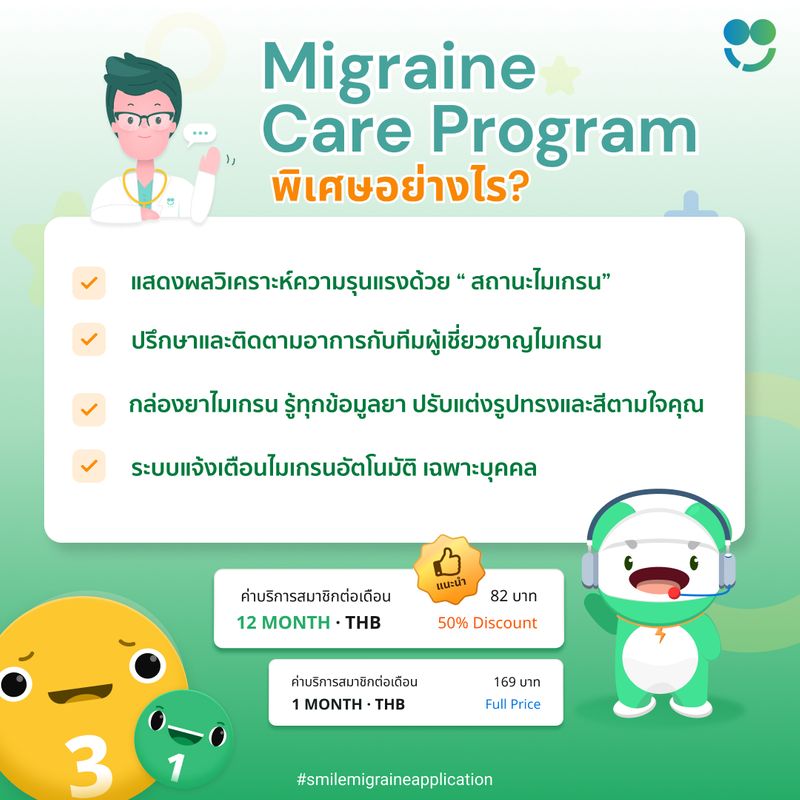 [Smile Migraine] "Migraine care program พิเศษอย่างไร - แอปพลิเคชัน Smile Migraine ตัวช่วยชาวไม ...
