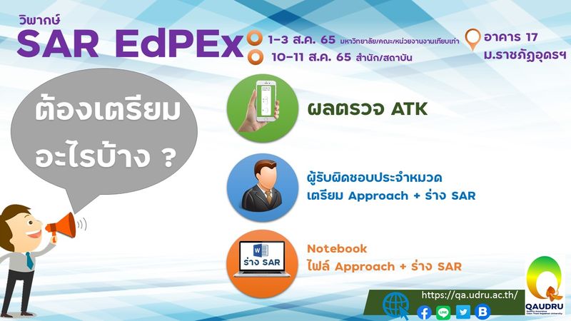 [QAUDRU] ต้องเตรียมอะไรบ้าง สำหรับวิพากษ์ SAR EdPEx มหาวิทยาลัยจะจัดให้มีการวิพากษ์ SAR EdPEx ...
