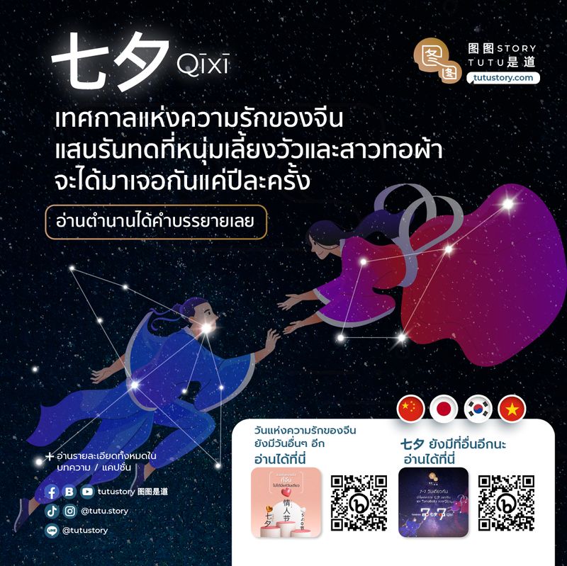[tutustory 图图是道] 💫 七夕 เทศกาลแห่งความรักของจีนแสนรันทด ที่หนุ่มเลี้ยงวัวและสาวทอผ้าจะได้มาเจอกัน ...