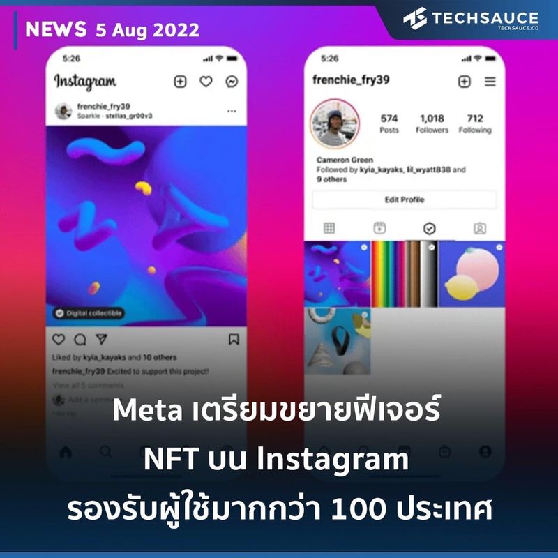 [Techsauce] Meta เตรียมขยายฟีเจอร์ NFT บน Instagram รองรับผู้ใช้มากกว่า 100 ประเทศ Mark ...