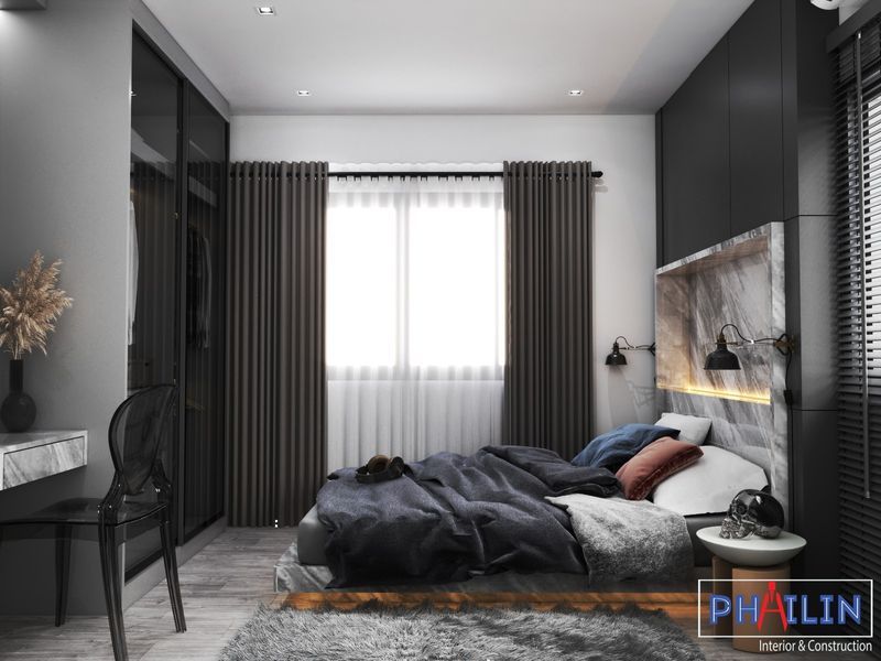 [Phailin interior design] งานห้องนอนโทนดาร์กมาอีกแล้วค่า🥳 👉เอาใจคุณผู้ชายสายเข้ม ทีมงาน Phailin ...