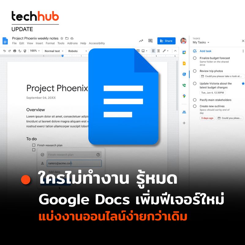 [Techhub] ใครไม่ทำงานเรารู้หมด Google Docs เพิ่มฟีเจอร์ "To-Do" แบ่งงานได้ง่ายขึ้นบอกสถานะให้ชัดเจน
