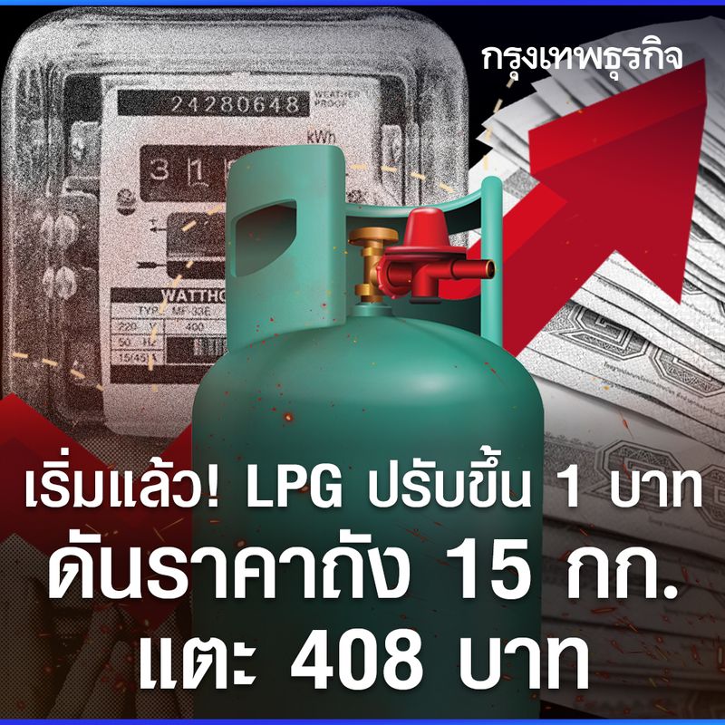 [กรุงเทพธุรกิจ] ดีเดย์ 1 ก.ย. LPG ขยับอีกกก.ละ 1บาท ส่งผลให้ถัง 15 กก. ราคาปรับไปที่ 408 บาท ...